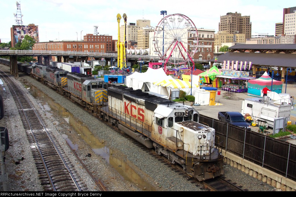 KCS White Ghost 683 Poses By the Red River Revel and Its Carnival Rides
